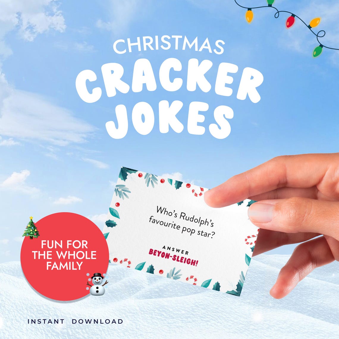 Family-friendly Christmas Cracker Jokes Printable | DIY Xmas Crackers | 54 Clean & Funny Holiday ...