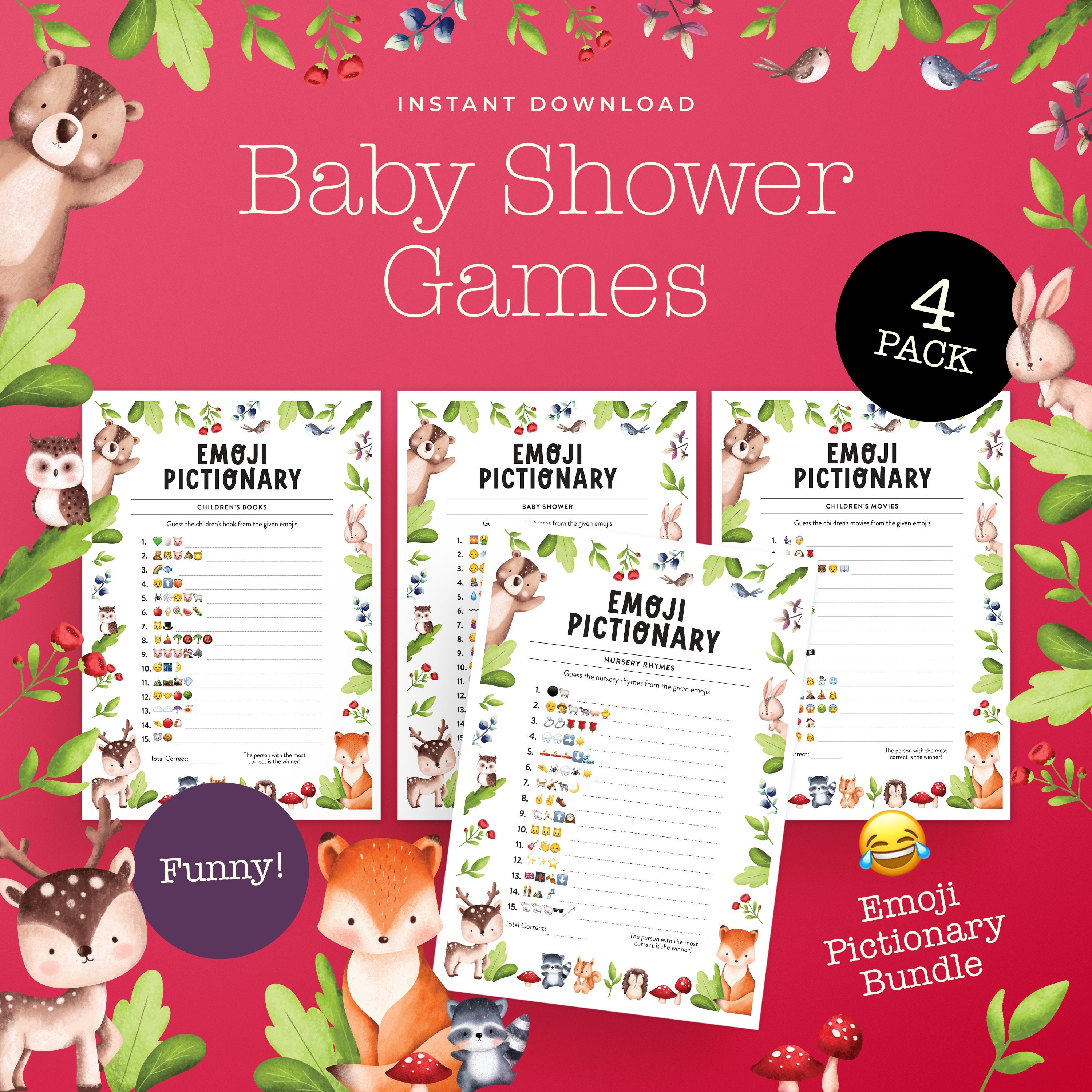 Baby Shower Emoji Pictionary Bundle | Funny Pack | Emoji Quiz Games ...