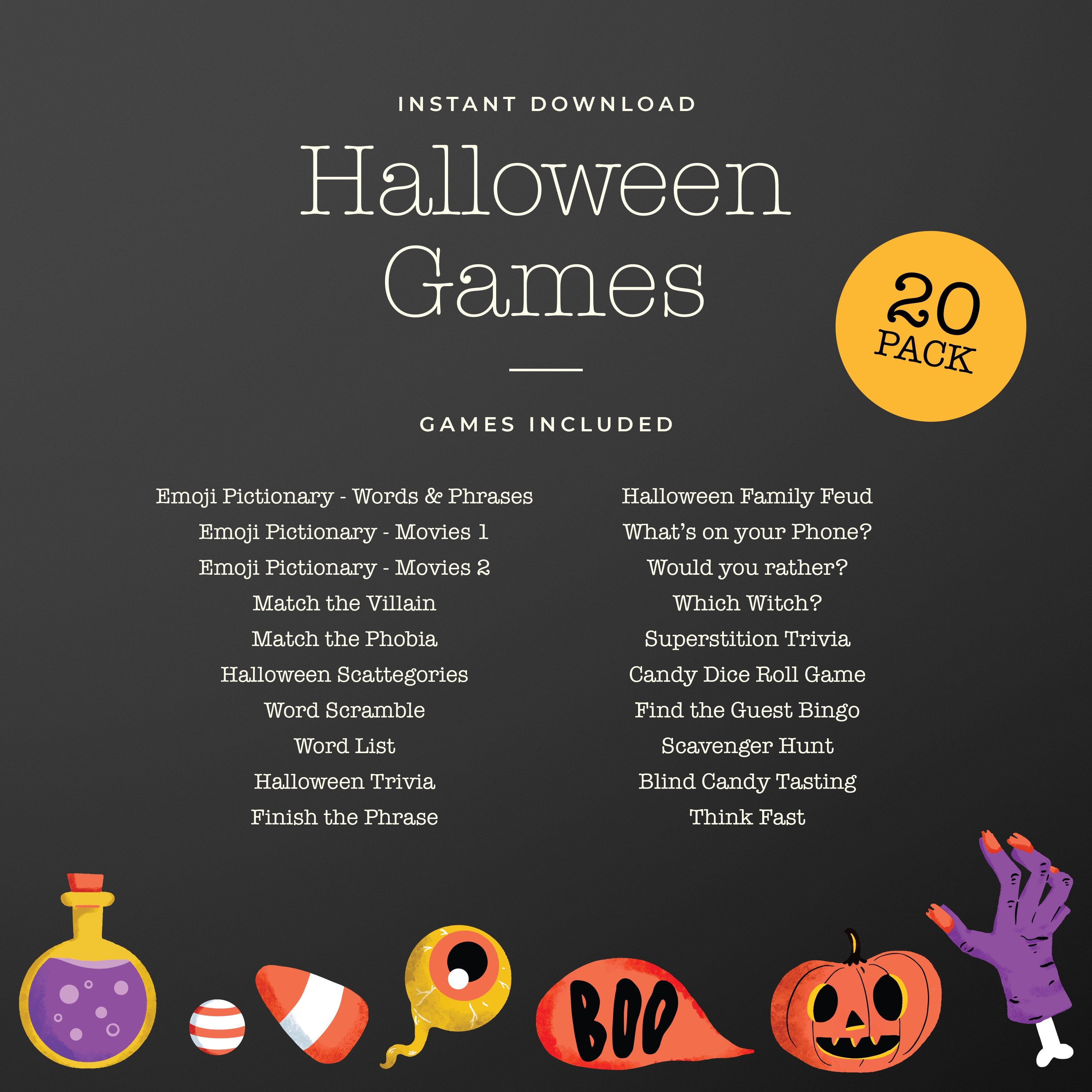 Halloween Games 20 Pack Bundle Funny Pack Spooky Halloween Games and ...