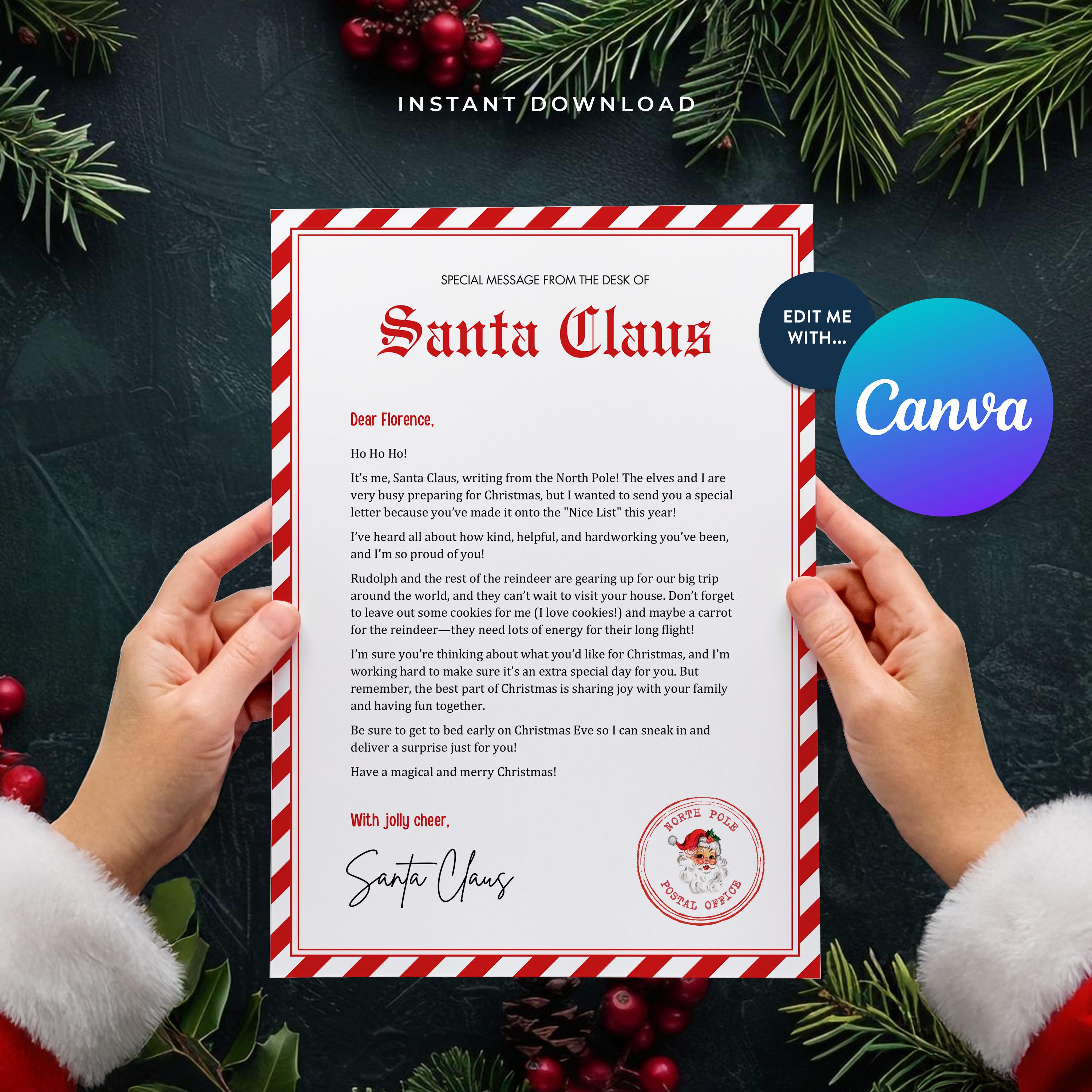 Editable Letter From Santa | Personalized Christmas Letter | Fun ...