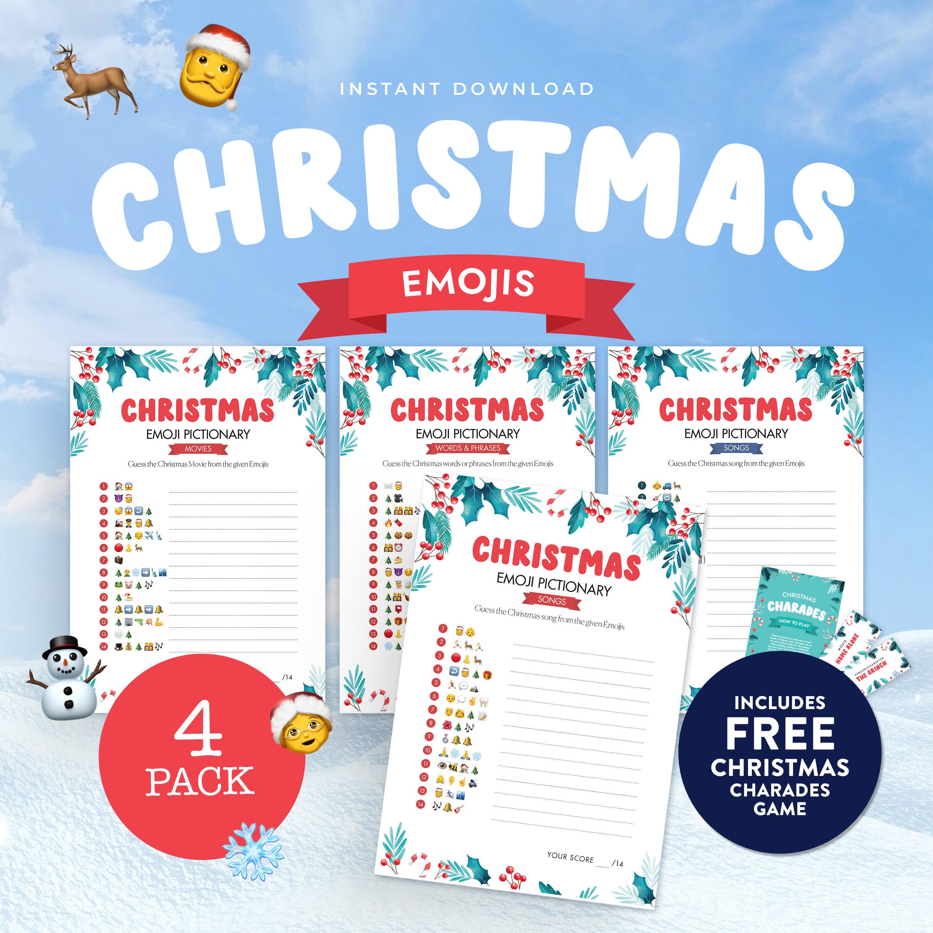 Christmas Emoji Pictionary Printable 4 Pack | Fun Holiday Games for ...