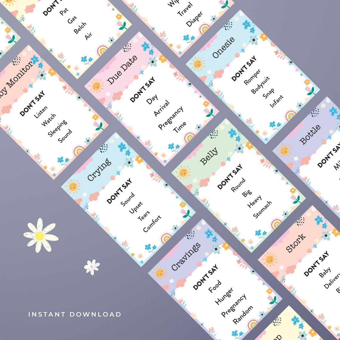 Baby Shower Taboo Game | Guess My Word Game | Printable Baby Shower ...