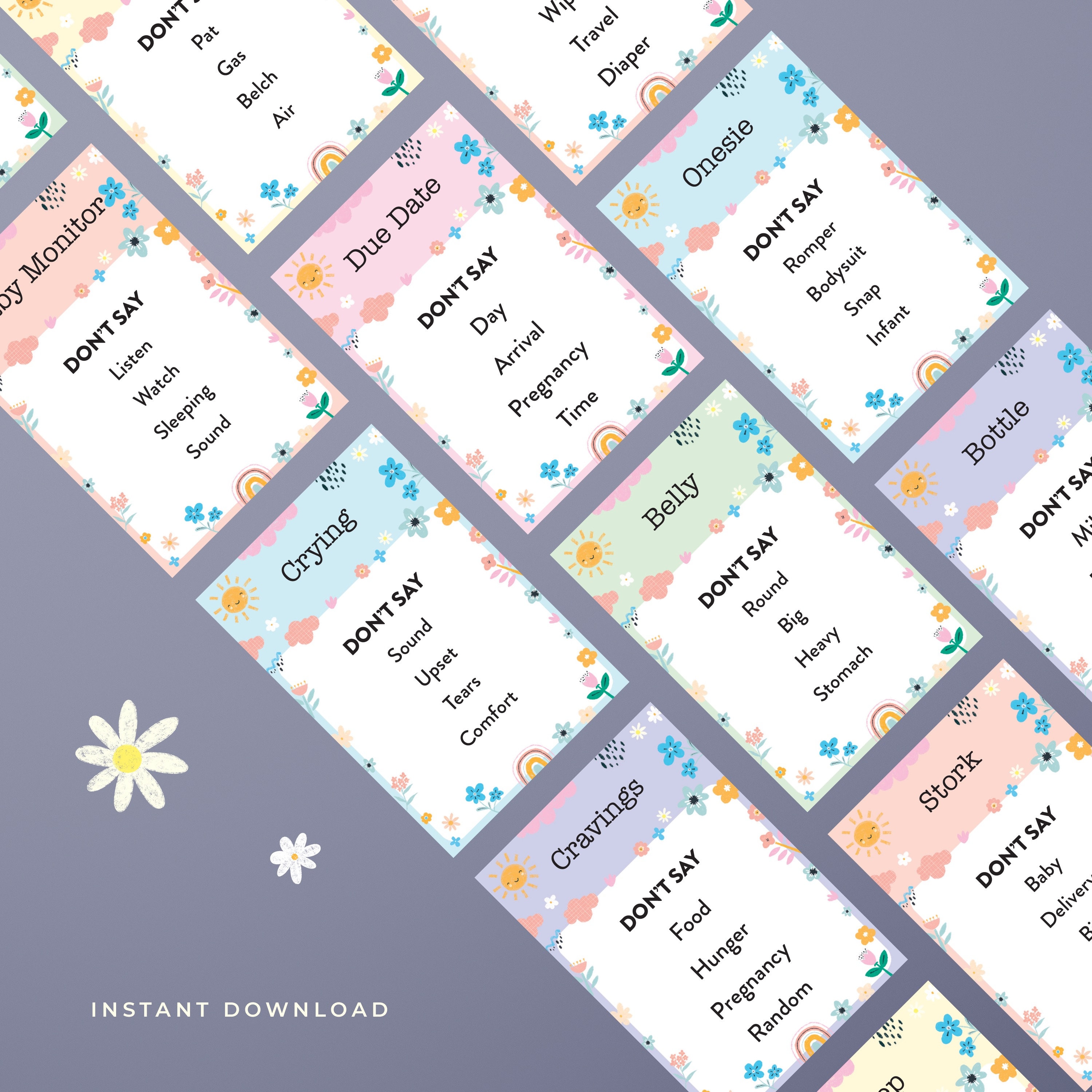 Baby Shower Taboo Game | Guess My Word Game | Printable Baby Shower ...