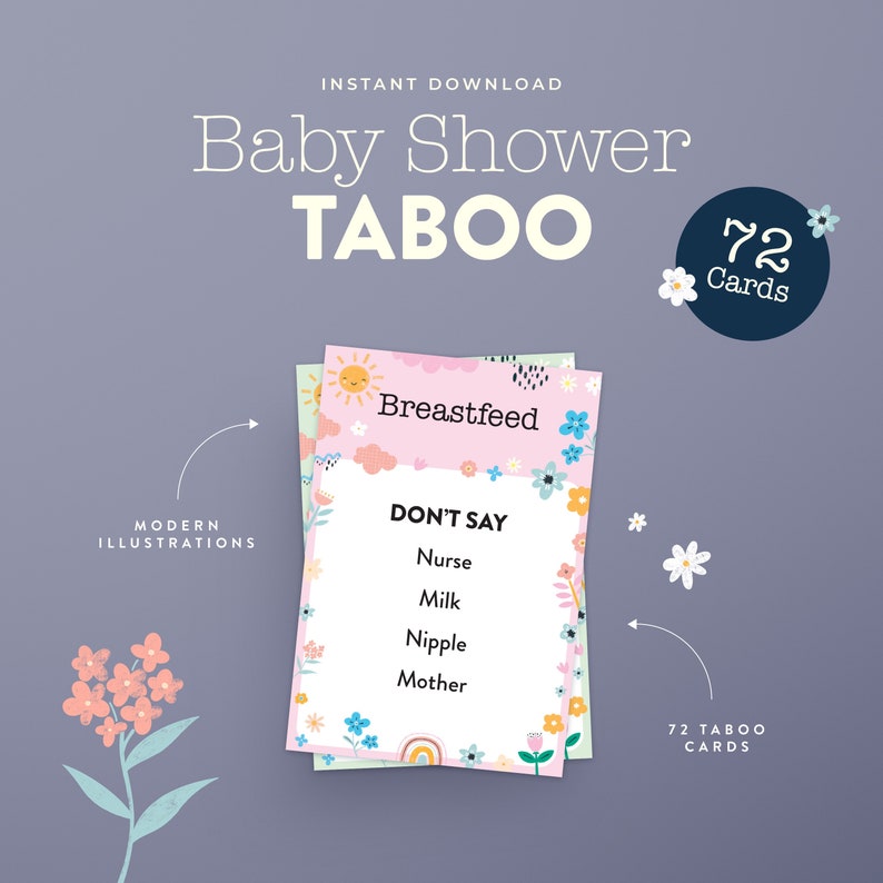 Baby Shower Taboo Game | Guess My Word Game | Printable Baby Shower ...