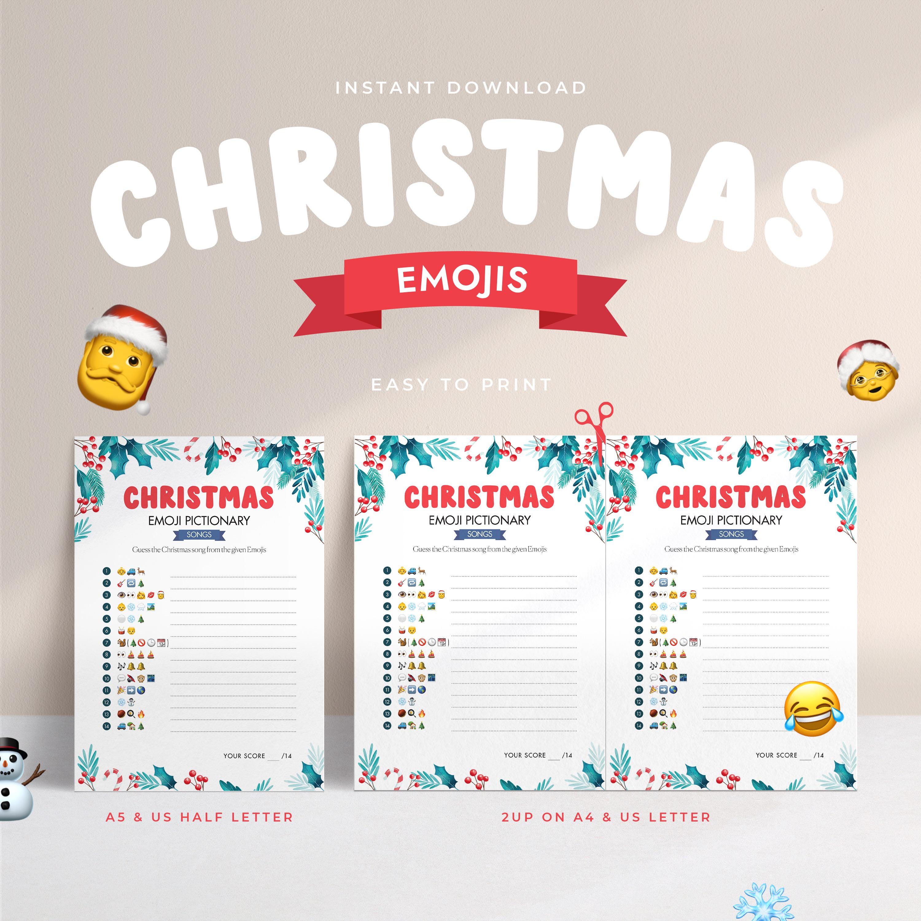 Christmas Emoji Pictionary Printable 4 Pack | Fun Holiday Games for ...