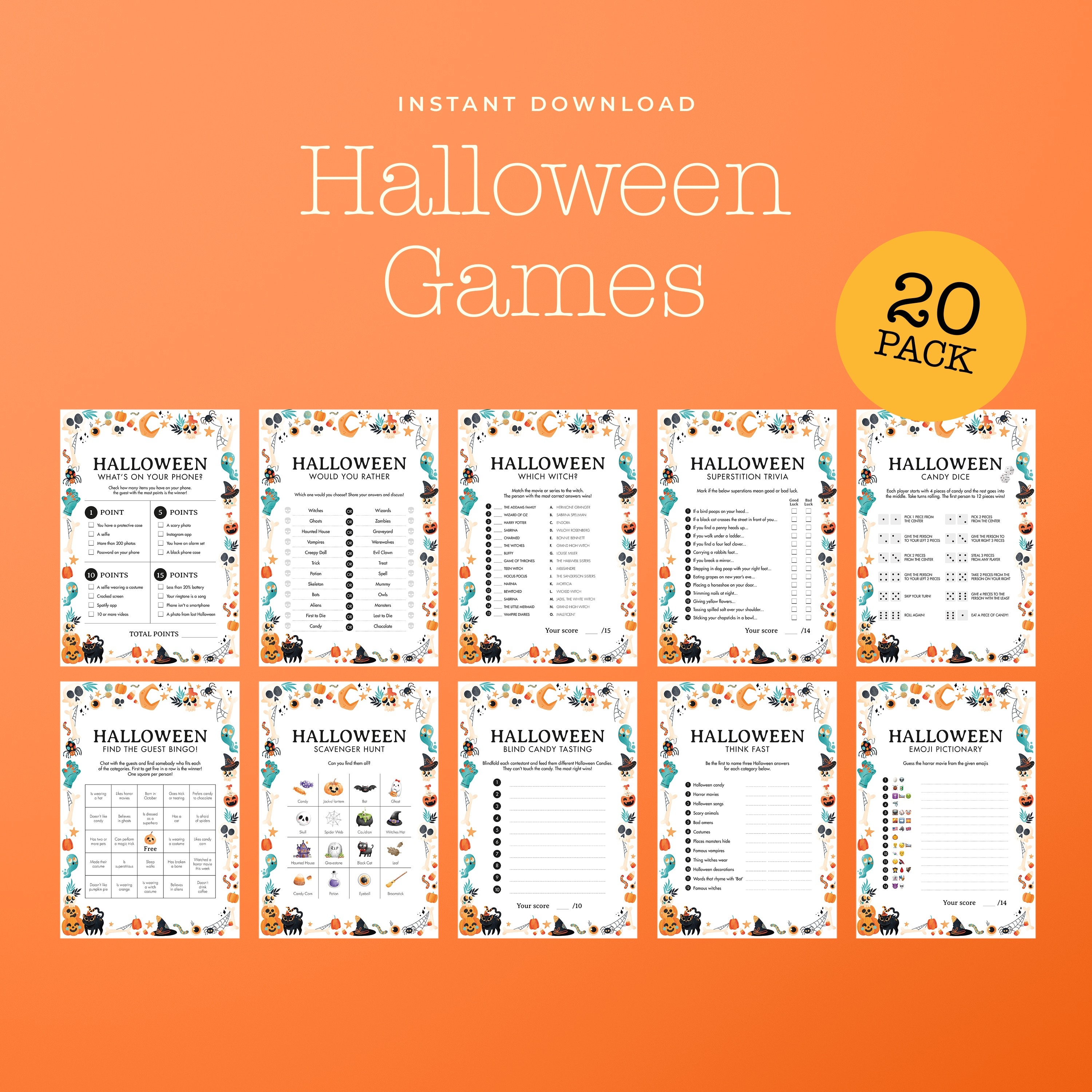 Halloween Games 20 Pack Bundle | Funny Pack | Spooky Halloween Games ...
