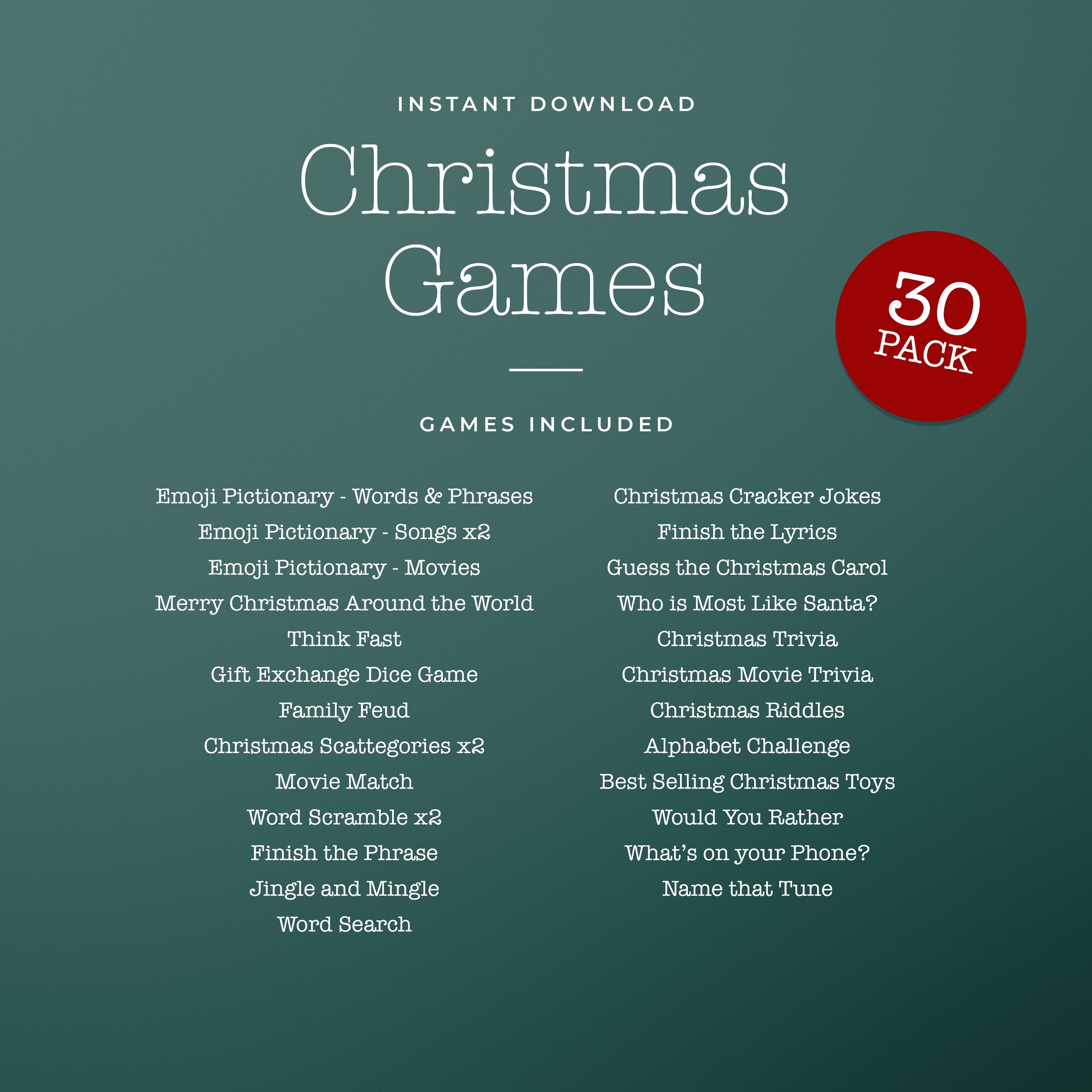 Christmas Games and Activities Bundle | Thirty Pack | Instant Download ...