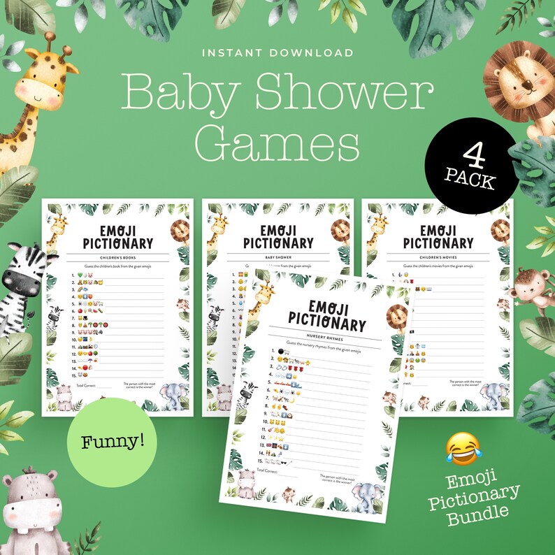 Baby Shower Emoji Pictionary Bundle | Funny Pack | Emoji Quiz Games ...