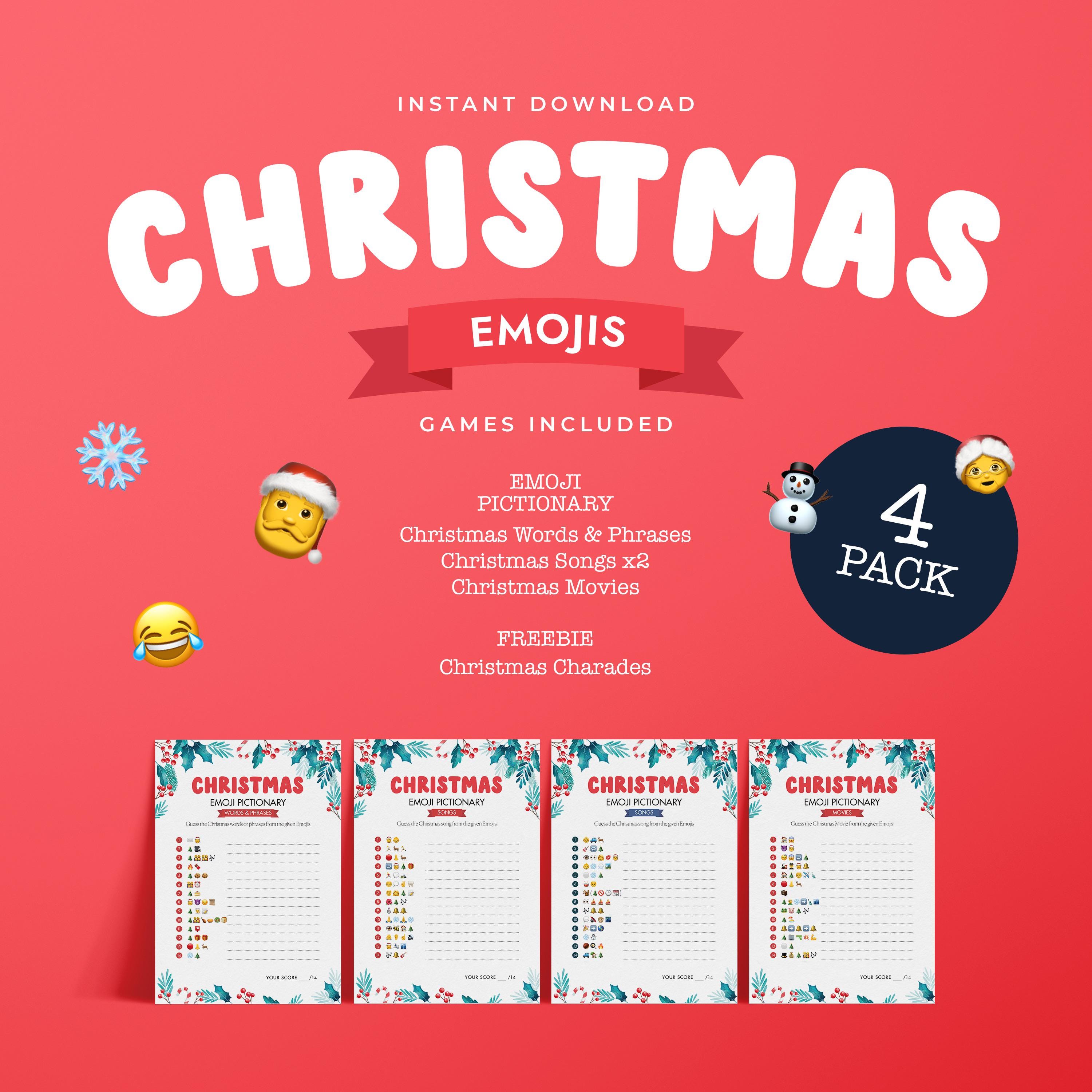 Christmas Emoji Pictionary Printable 4 Pack | Fun Holiday Games for ...