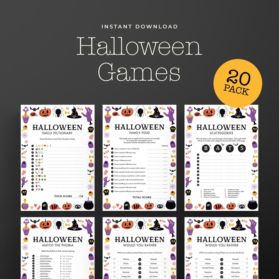 Halloween Games 20 Pack Bundle | Funny Pack | Spooky Halloween Games ...