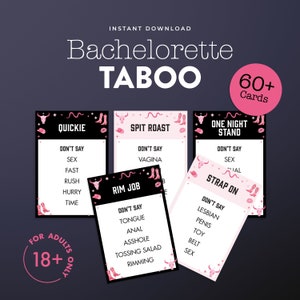 Bachelorette Party Taboo Game - Printable 60+ Cards | Dirty Adult Fun | Instant Download | Girls ...