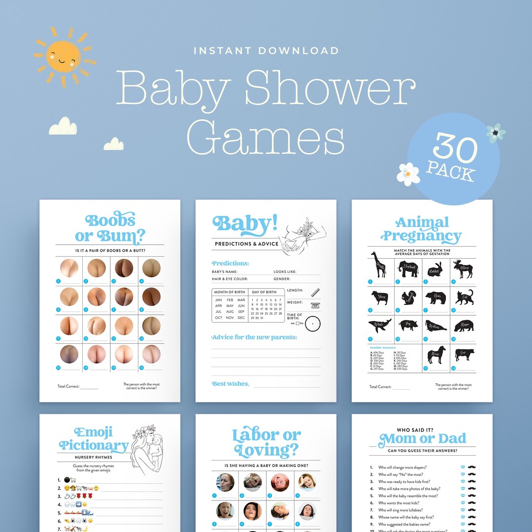 Baby Shower Games and Activities Bundle | Thirty Pack | Instant ...
