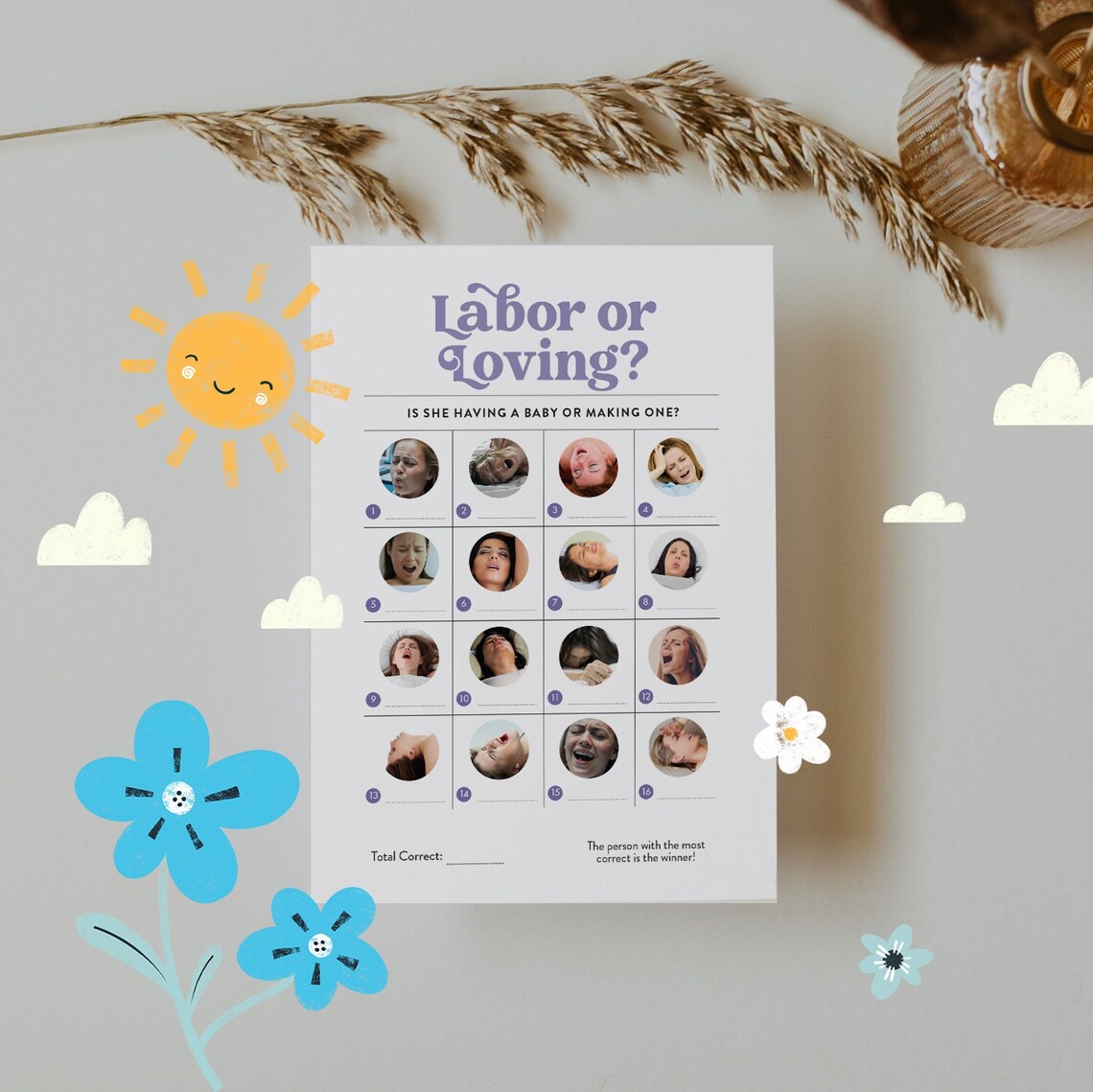 Baby Shower Labor or Loving Game | Funny Baby Shower | Printable Baby ...