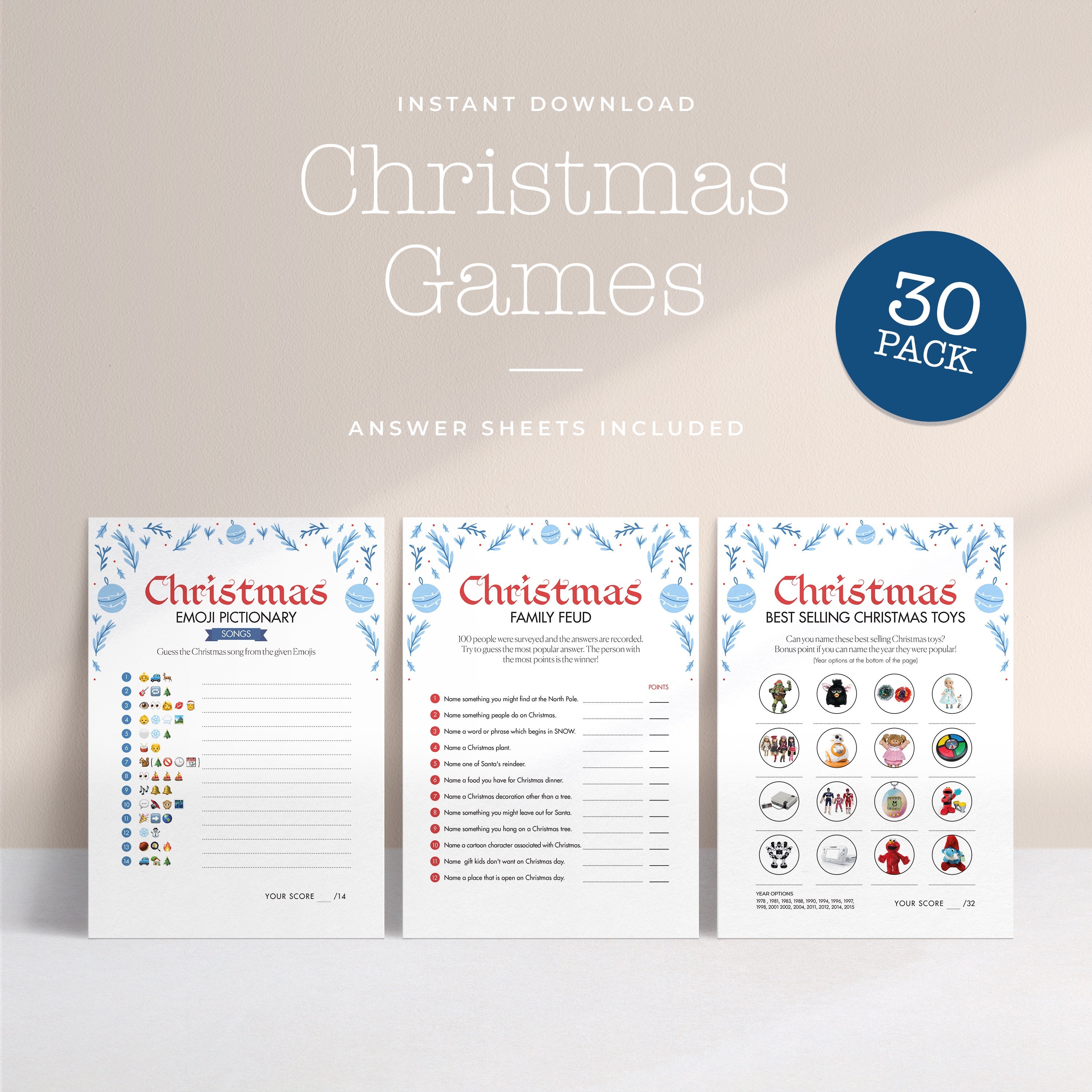 Christmas Games and Activities Bundle | Thirty Pack | Instant Download ...