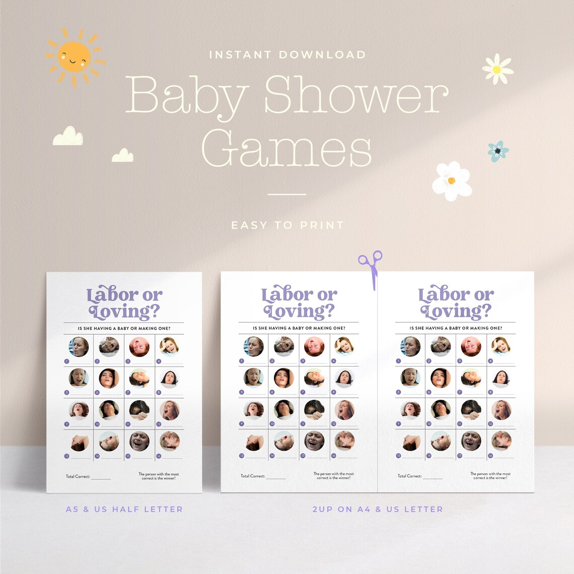 Baby Shower Labor or Loving Game | Funny Baby Shower | Printable Baby ...