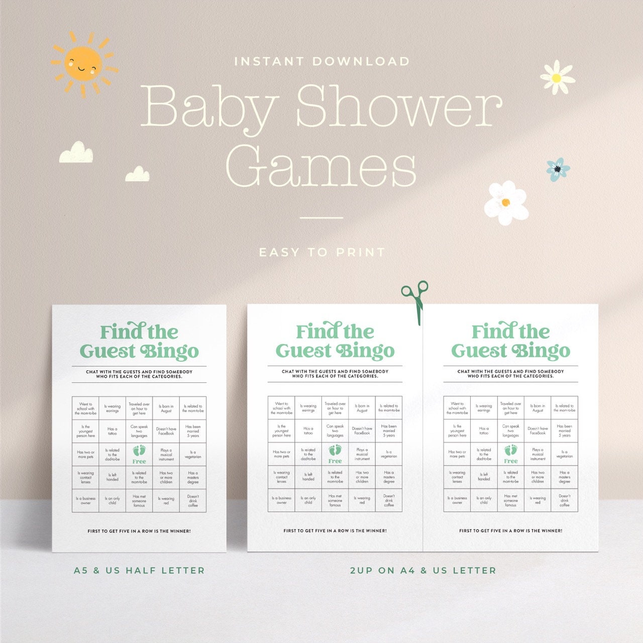 Find the Guest Bingo Game | Baby Shower Game | Funny Baby Shower ...