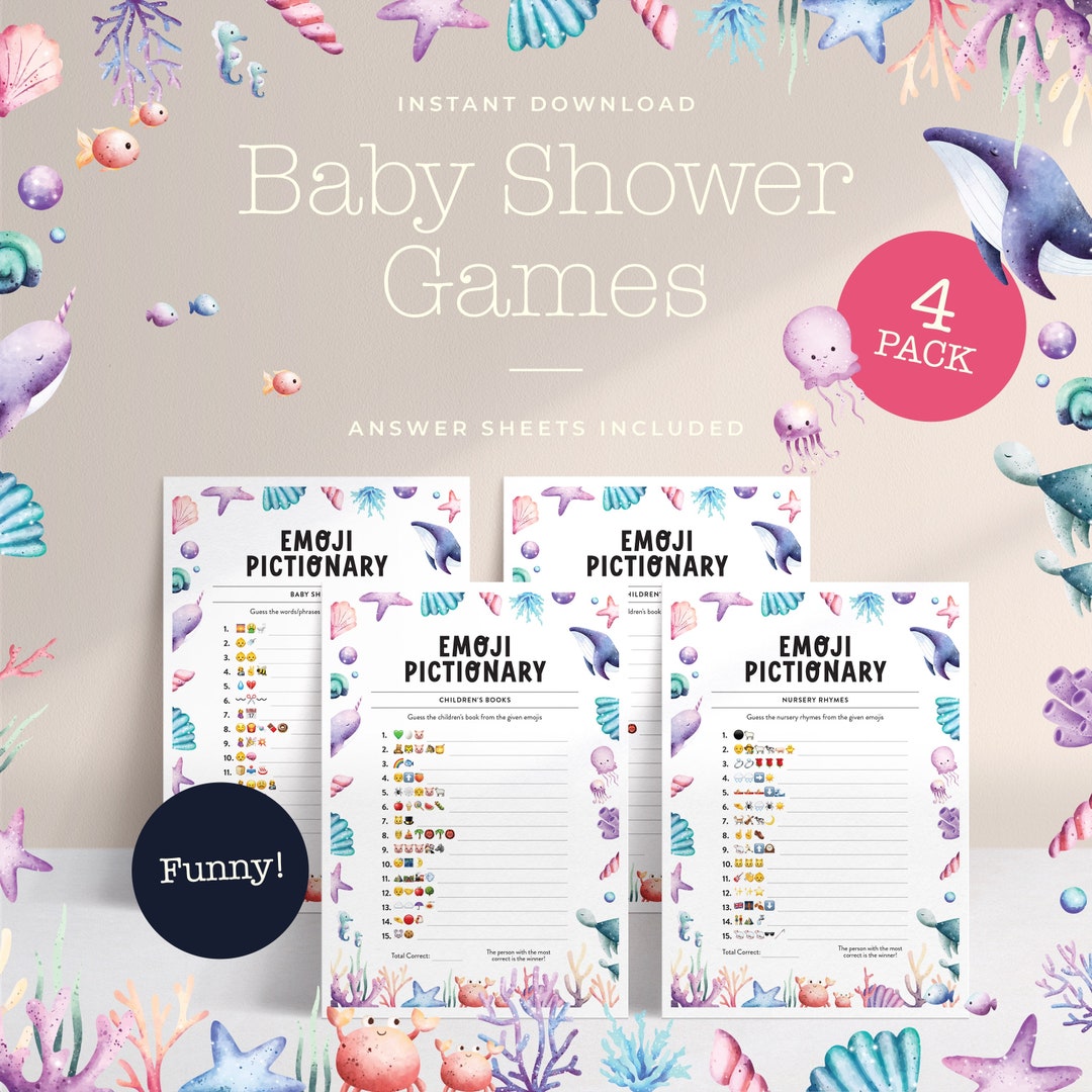 Baby Shower Emoji Pictionary Bundle | Funny Pack | Emoji Quiz Games ...