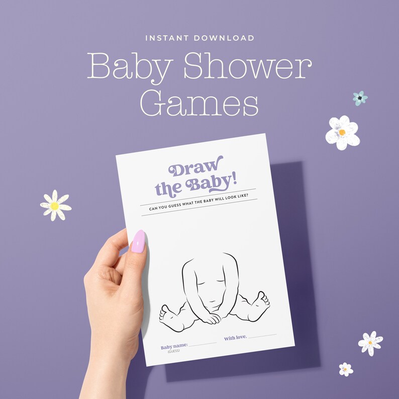 Baby Shower Game | Draw the Baby | Modern Baby Shower Game | Printable ...