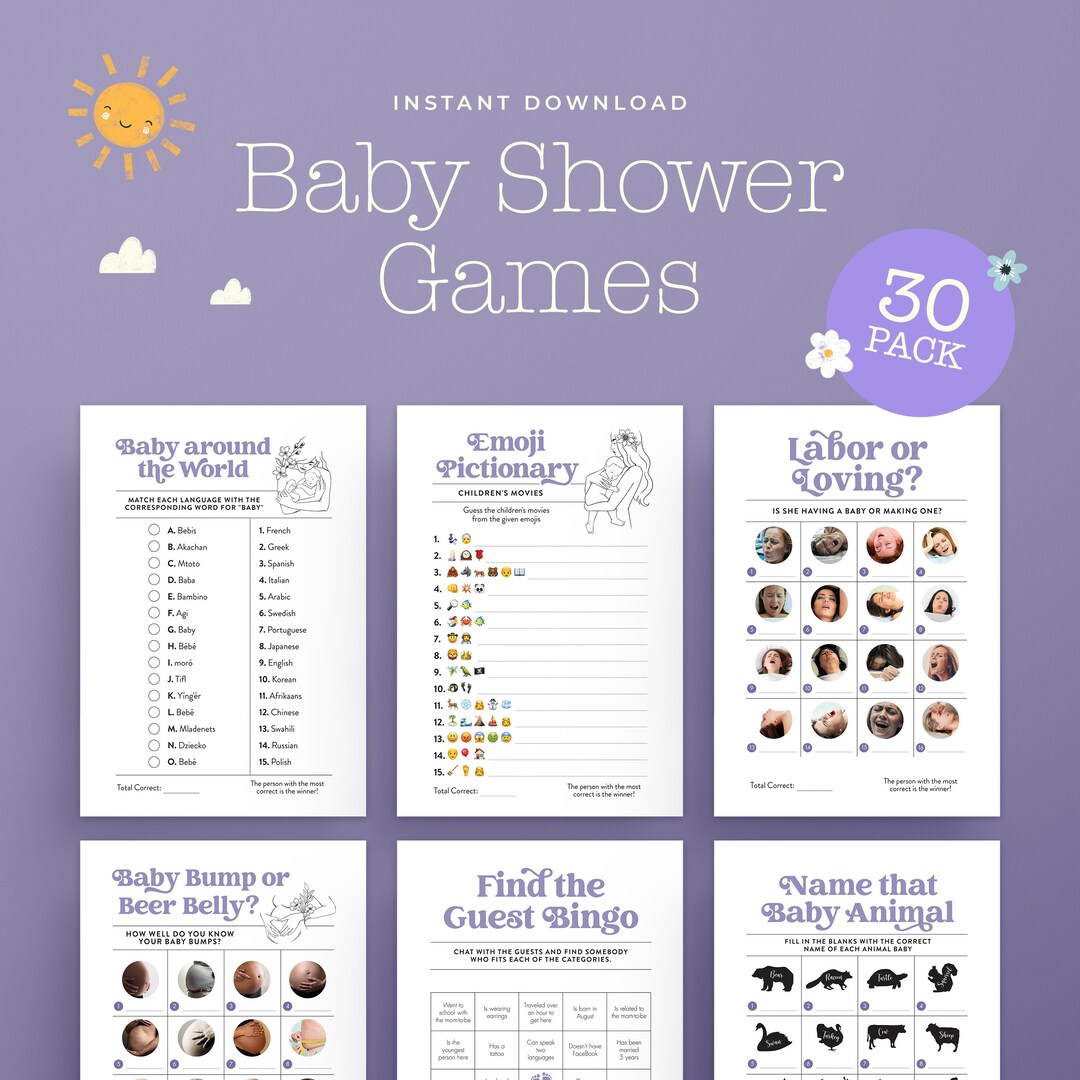 Baby Shower Games and Activities Bundle | Thirty Pack | Instant ...