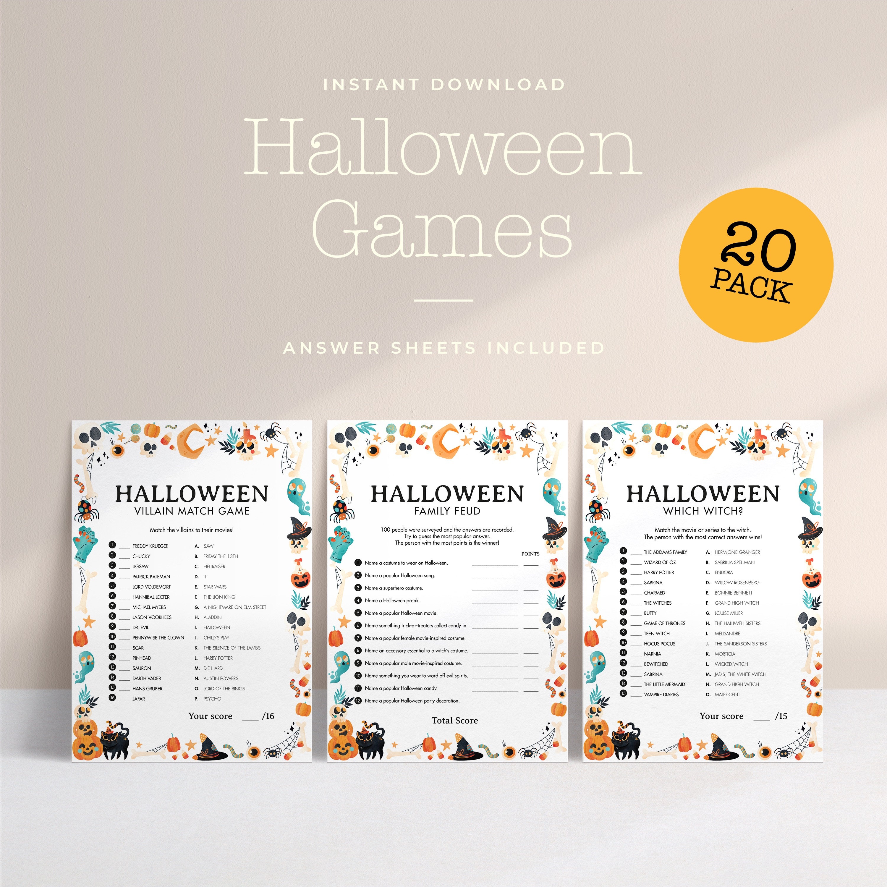 Halloween Games 20 Pack Bundle | Funny Pack | Spooky Halloween Games ...