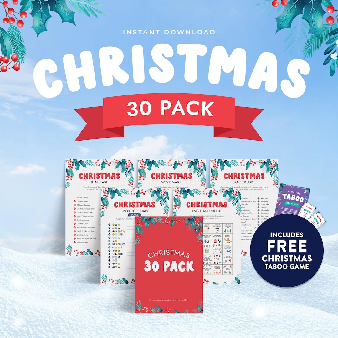 Christmas Party Games Printable Pack | 30 Fun Holiday Games | Christmas ...