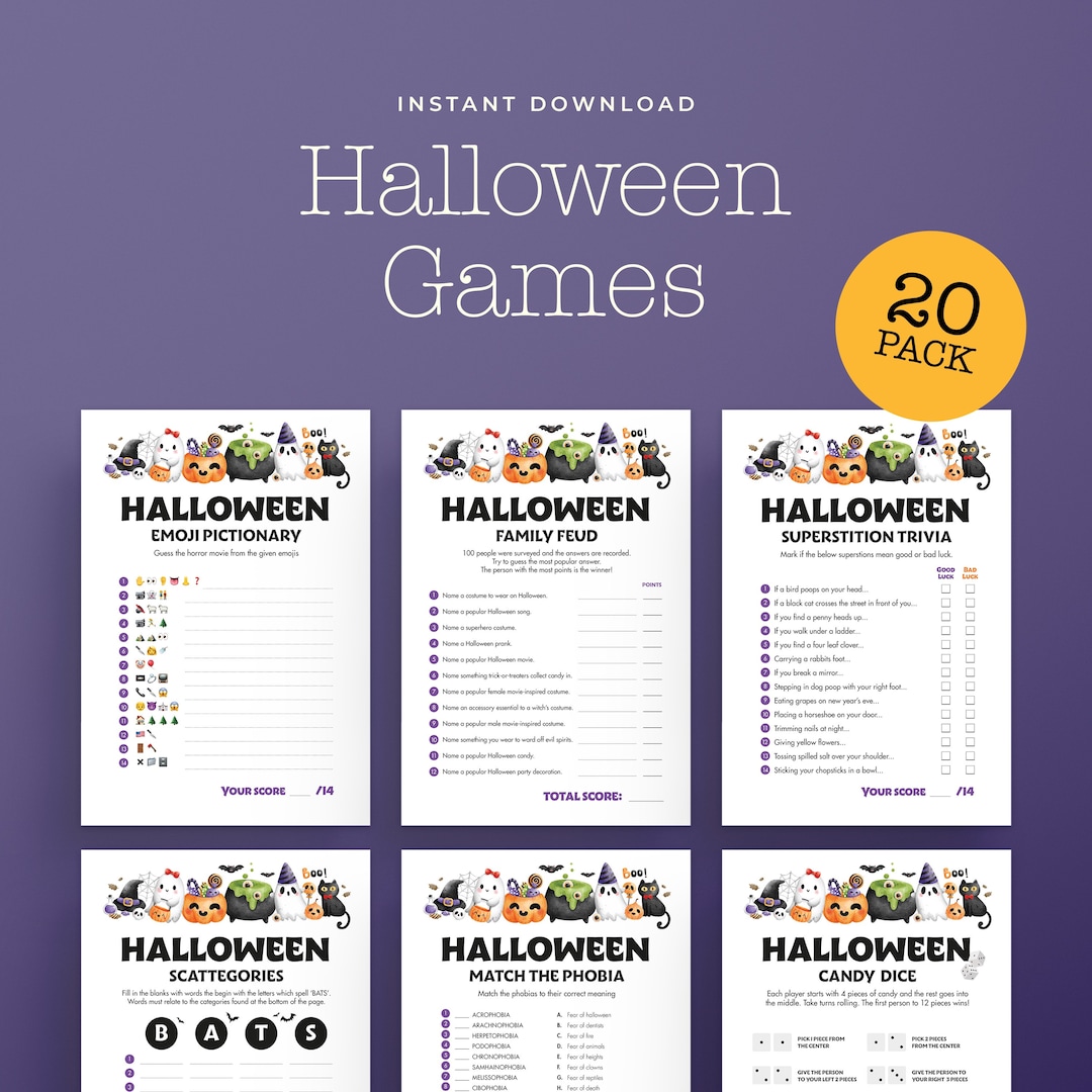 Halloween Games 20 Pack Bundle | Funny Pack | Spooky Halloween Games ...