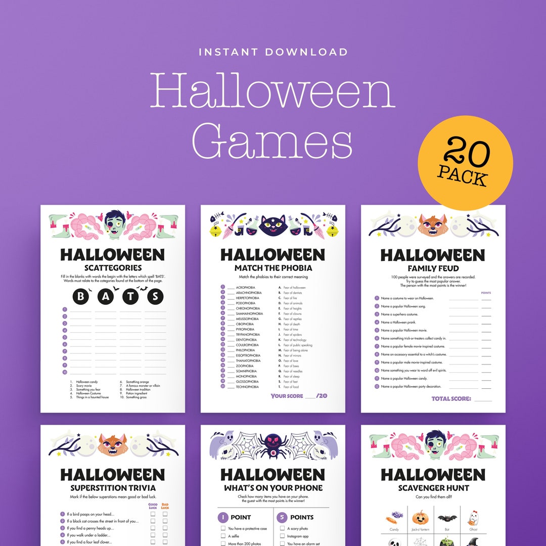 Halloween Games 20 Pack Bundle | Funny Pack | Spooky Halloween Games ...