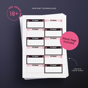 Bachelorette Party Pictionary Game | Rude Pictionary | Printable Dirty ...