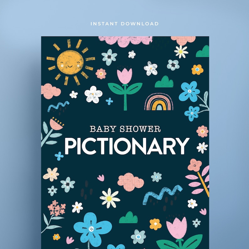 Baby Shower Pictionary Game | Baby Shower Drawing Game | Printable Baby ...