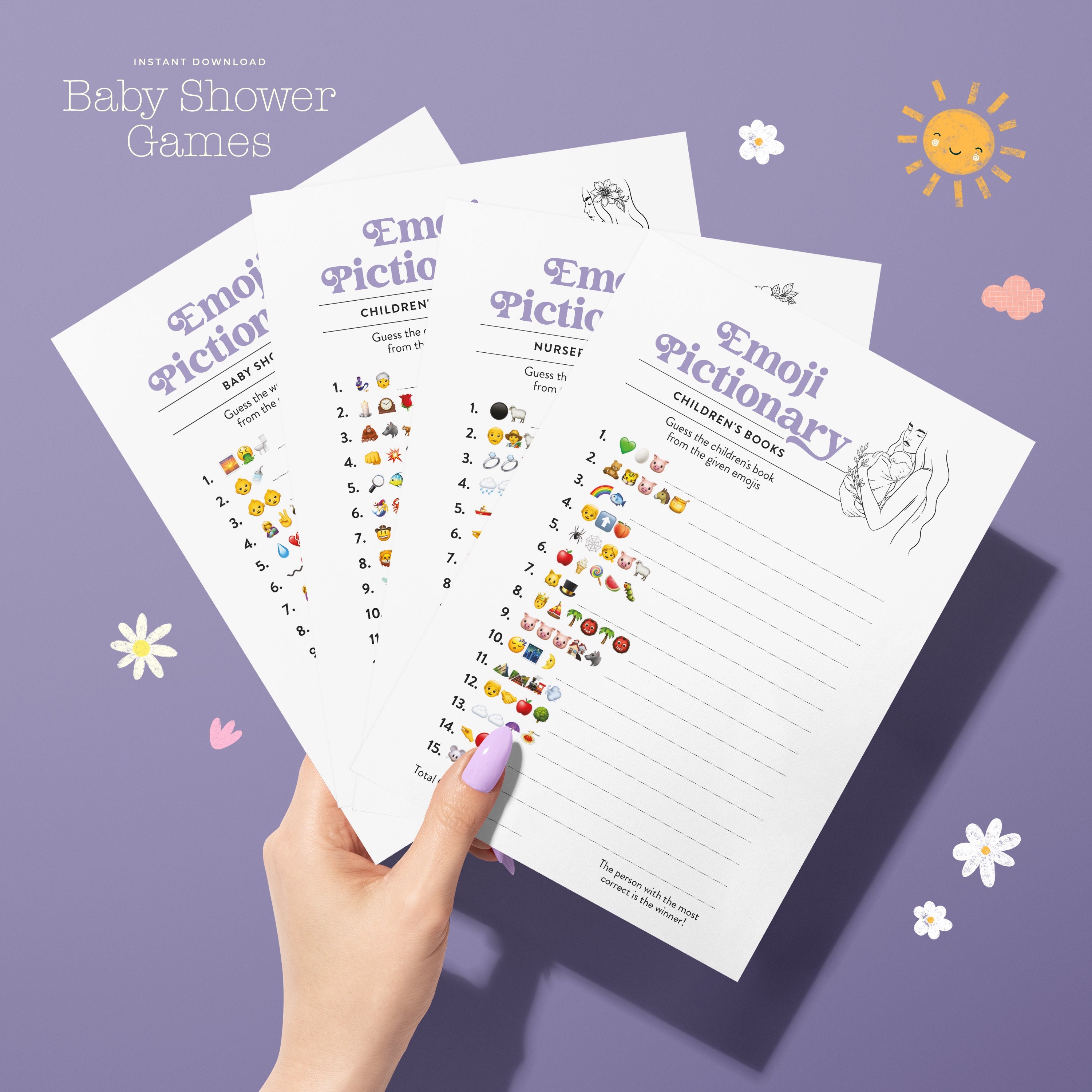 Baby Shower Emoji Pictionary Bundle | Funny Pack | Emoji Quiz Games ...