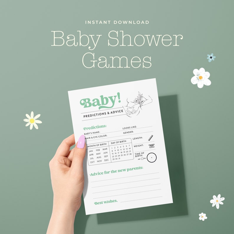 Baby Predictions and Advice | Baby Shower Fun | Keepsake | Printable ...