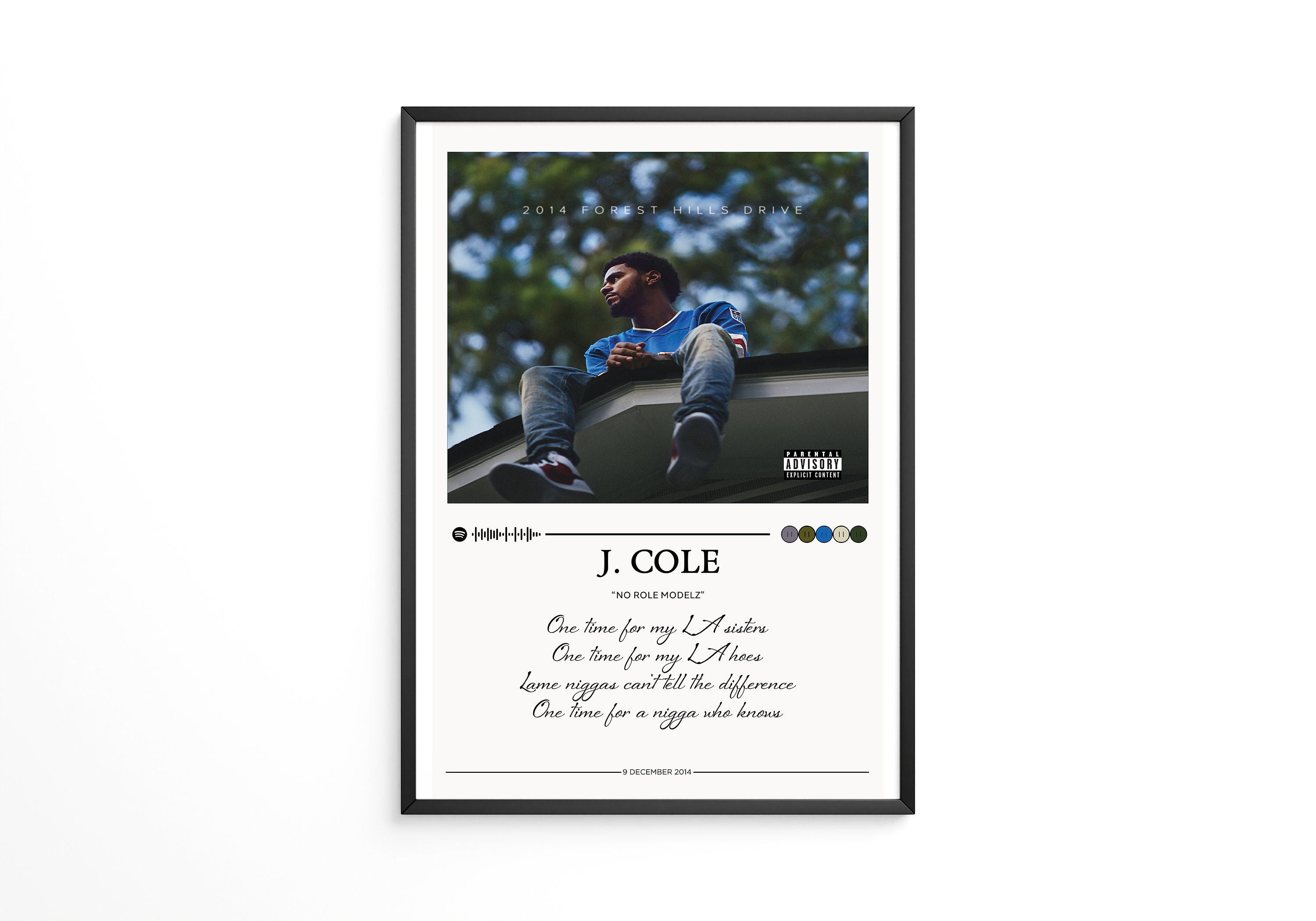 J Cole Poster No Role Modelz Lyrics Print 2014 Forest Etsy