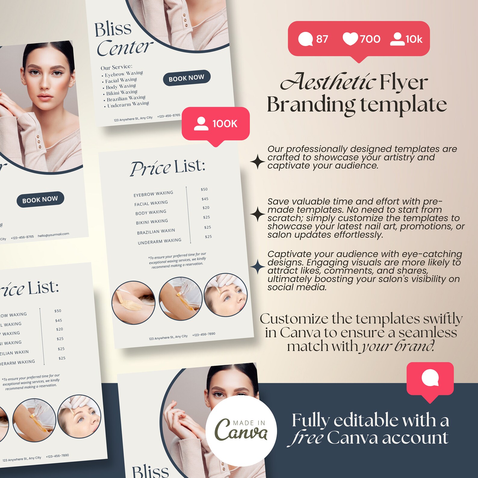 Body Waxing Services Flyer, Wax Service, Premade Business Flyer Design ...