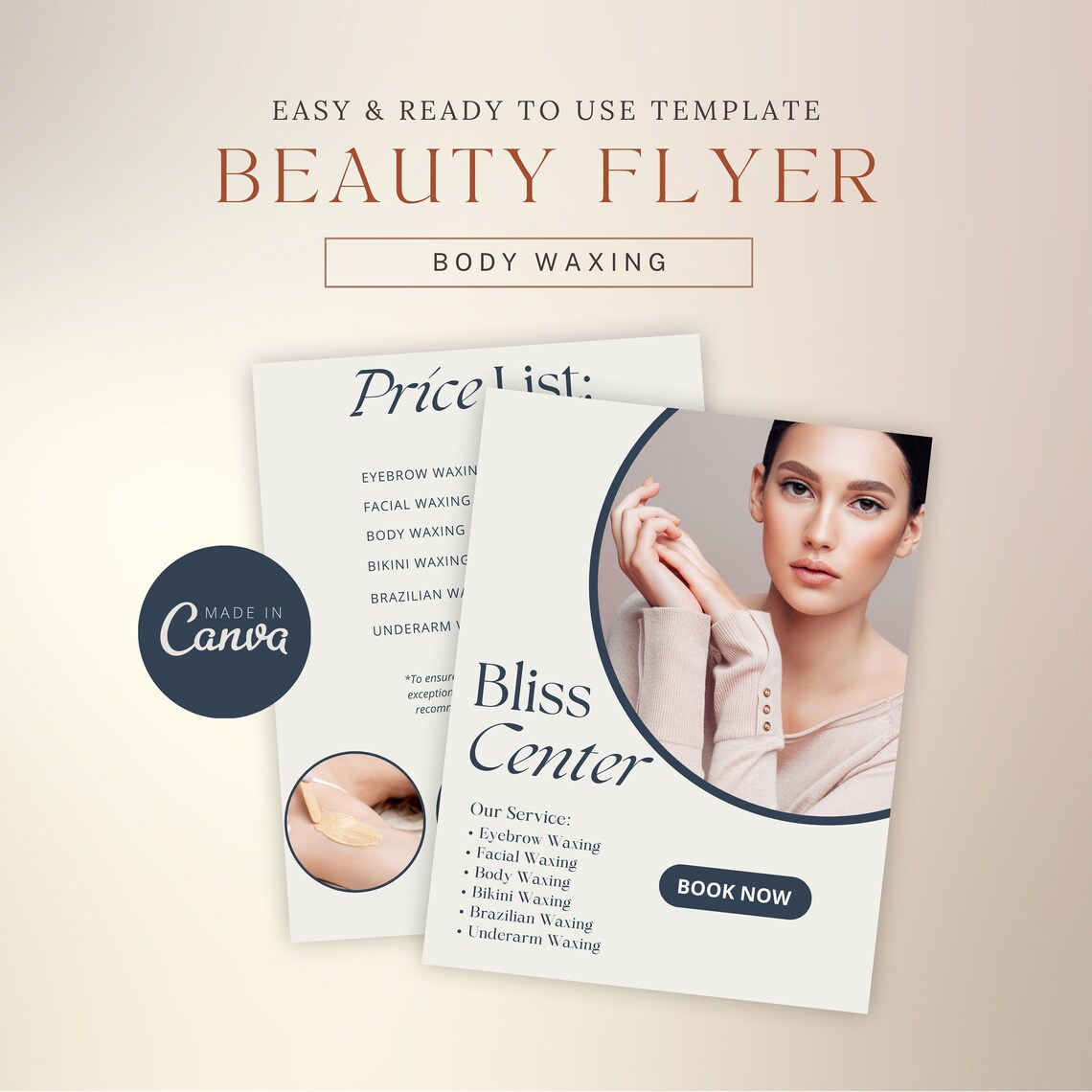 Body Waxing Services Flyer, Wax Service, Premade Business Flyer Design ...