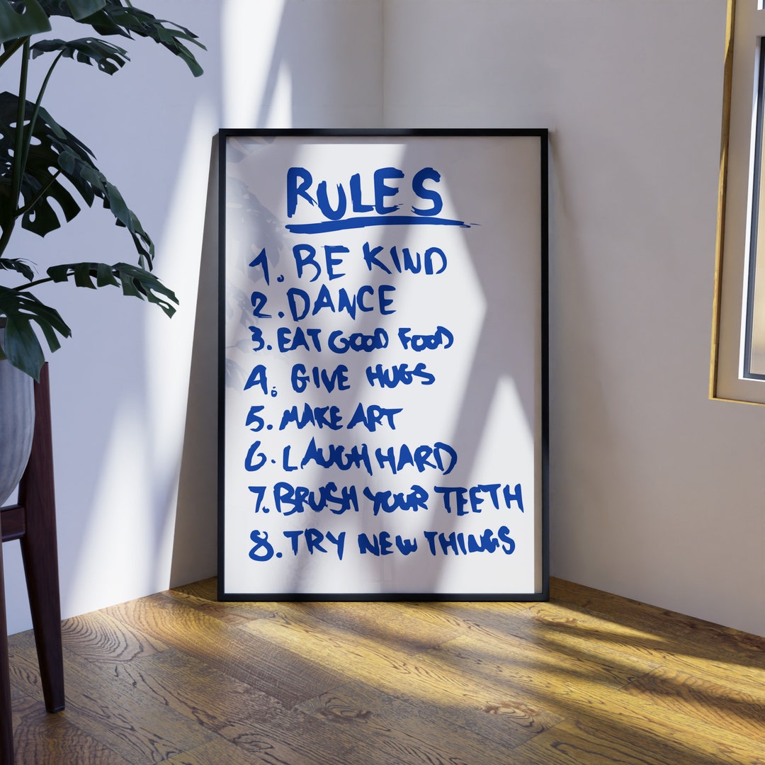 House Rules Blue Print, House Rules Print, Blue Print, Hallway Poster ...