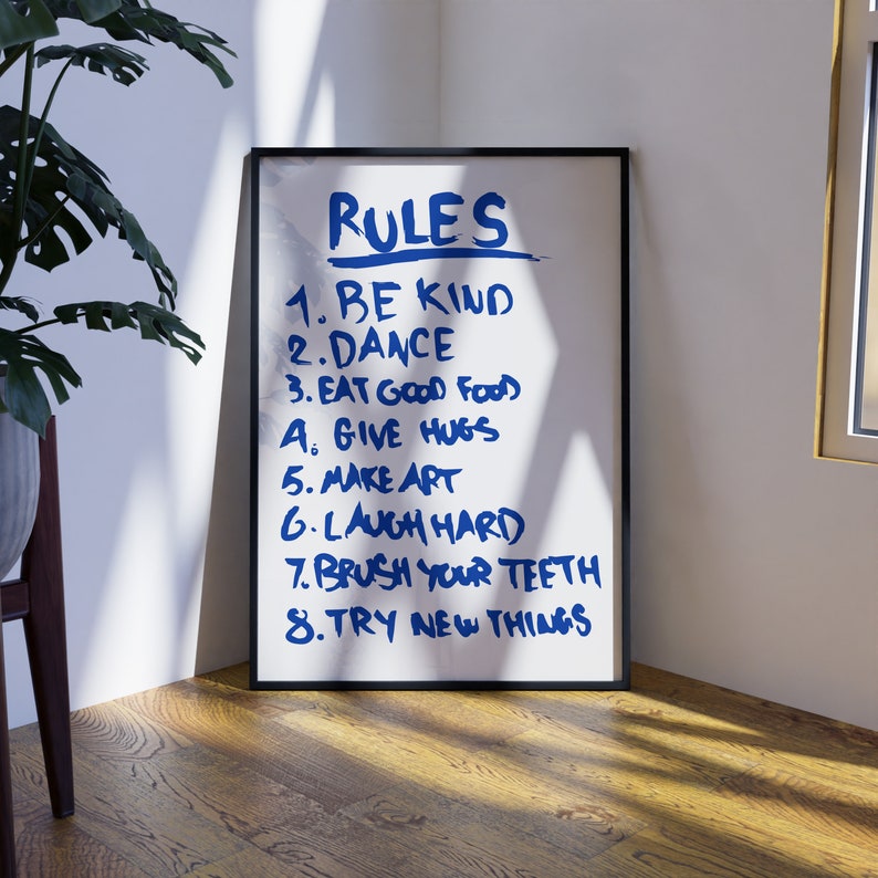 House Rules Blue Print, House Rules Print, Blue Print, Hallway Poster ...