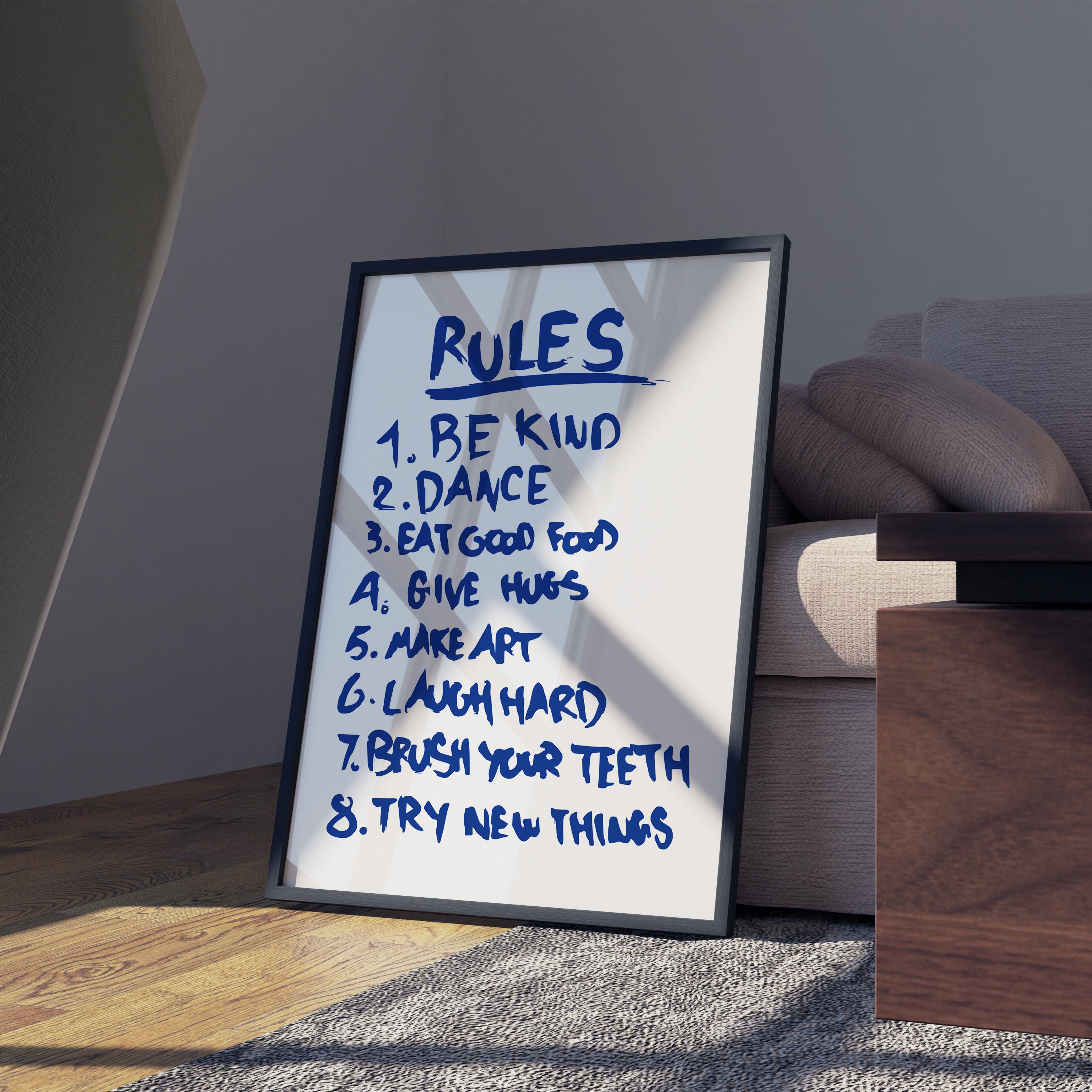 House Rules Blue Print, House Rules Print, Blue Print, Hallway Poster ...