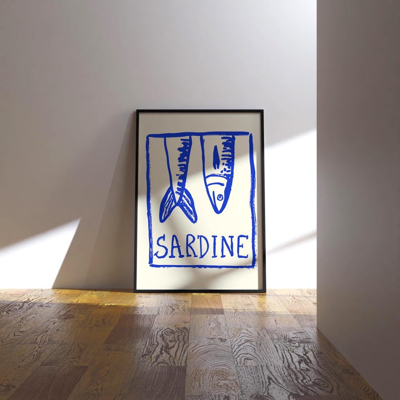 Sardine Print, Sardine Wall Art, Mediterranean Wall Art Print, Sardine ...