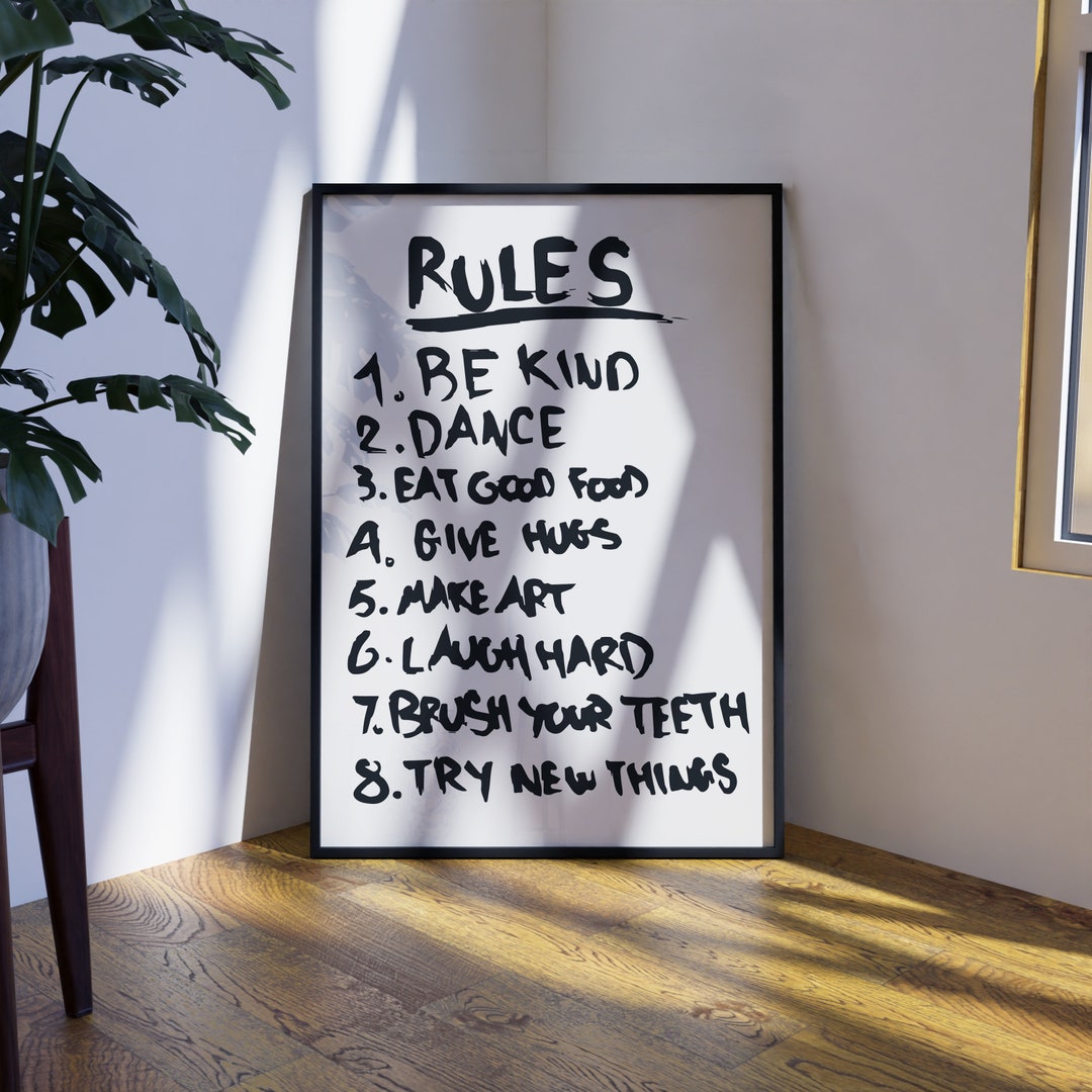 House Rules Print, Rules Art Print, Retro Quote Print, Check Print ...