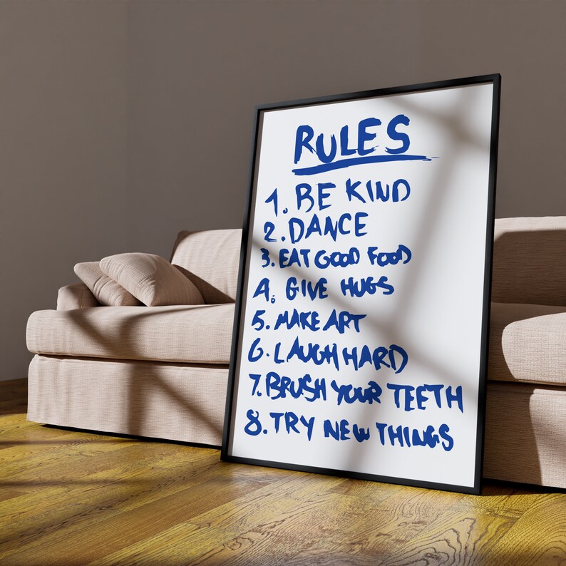 House Rules Blue Print, House Rules Print, Blue Print, Hallway Poster ...