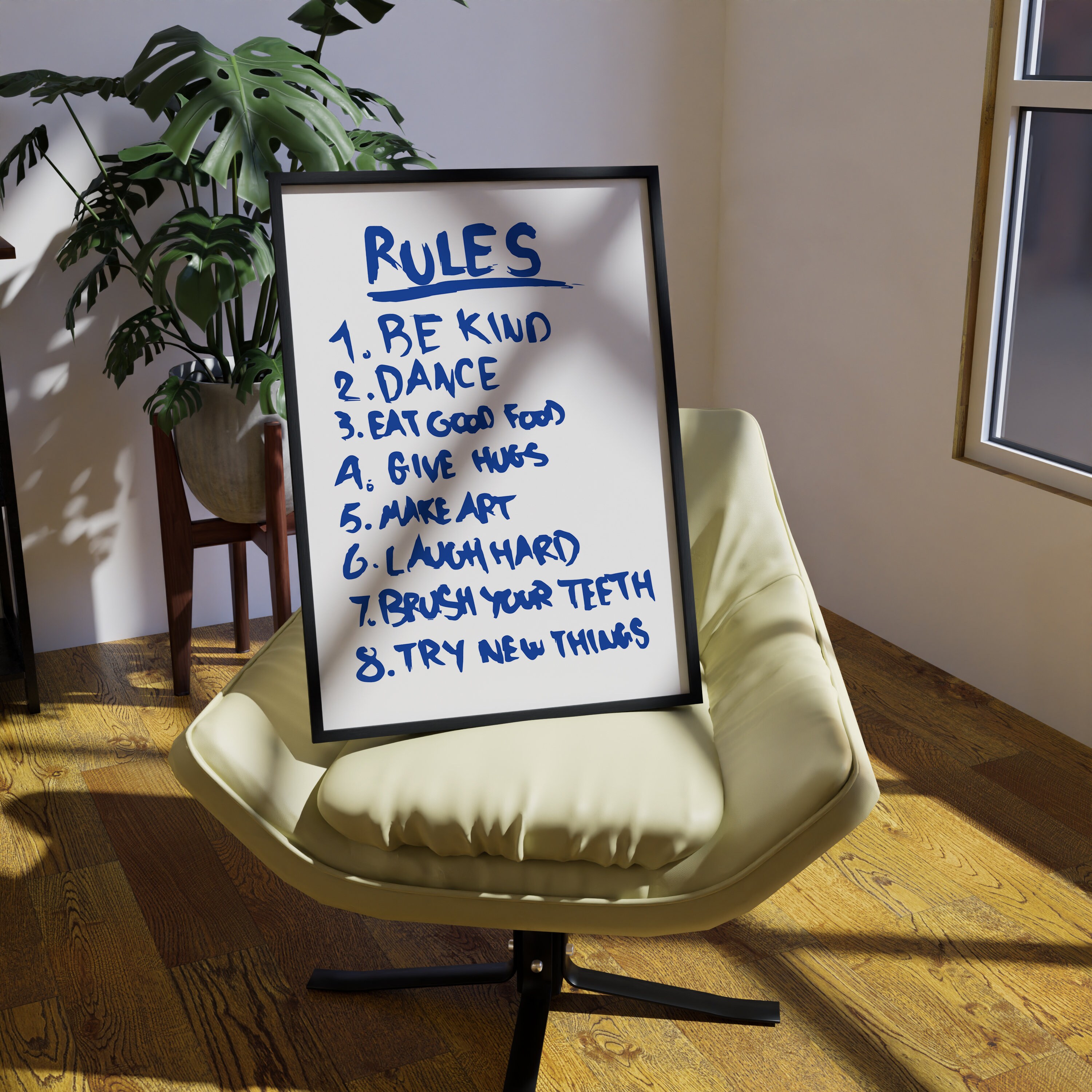 House Rules Blue Print, House Rules Print, Blue Print, Hallway Poster ...