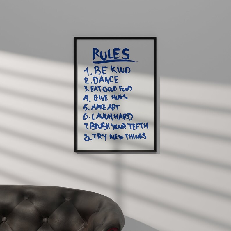 House Rules Blue Print, House Rules Print, Blue Print, Hallway Poster ...