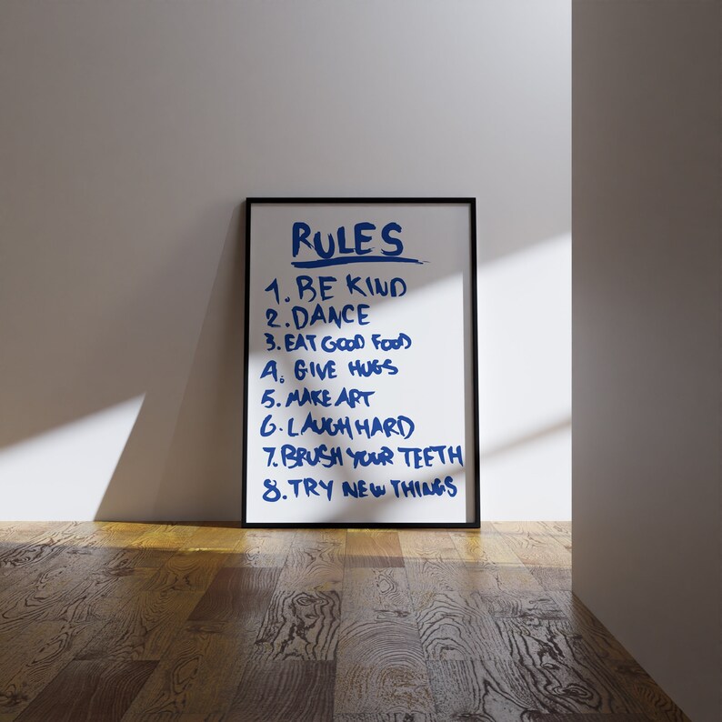 House Rules Blue Print, House Rules Print, Blue Print, Hallway Poster ...