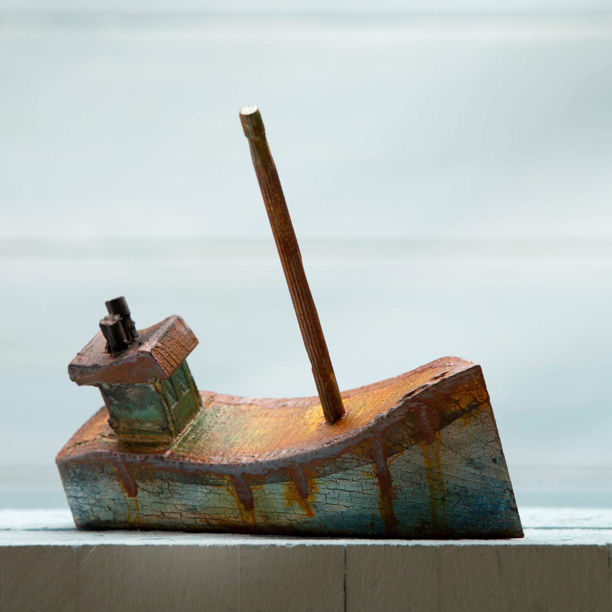 Fishing Boat Hand Carved & Unique, Pine Wood, Rustic Weathered Ship ...