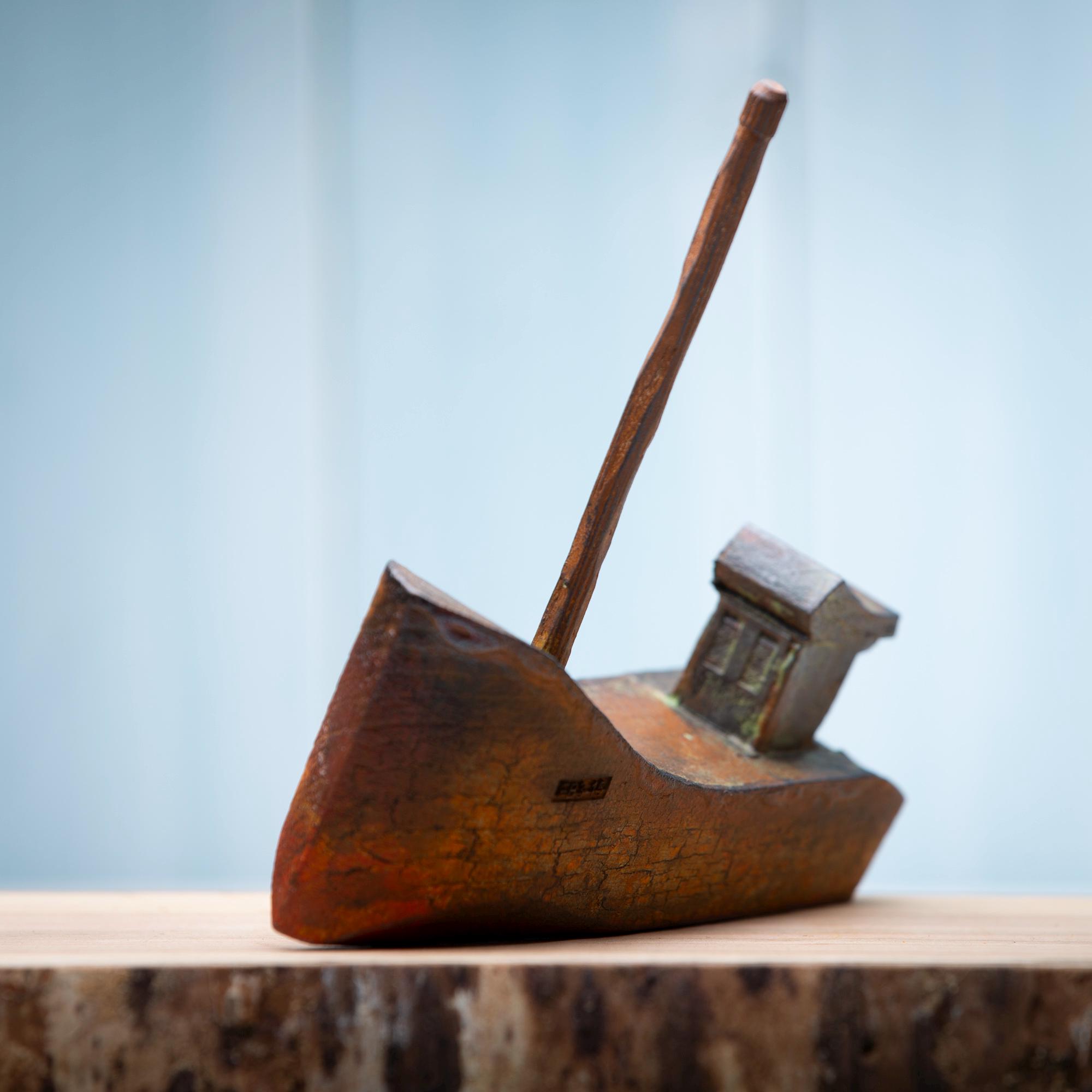 Fishing Boat Hand Carved & Unique, Wooden Rustic Weathered Ship, Marine ...