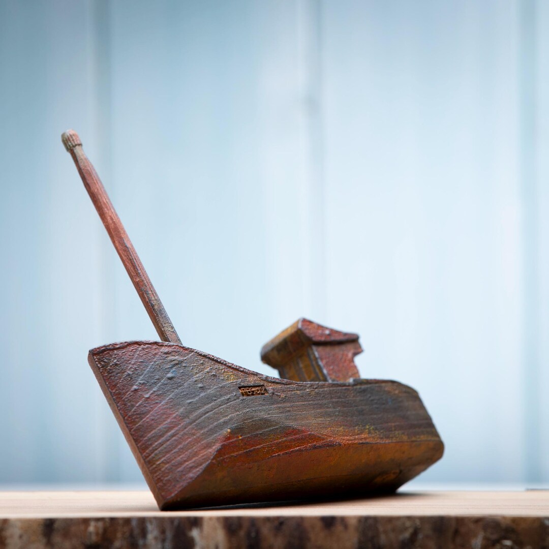 Hand Carved Wooden Fishing Boat, Rustic Weathered Coastal Decor - Etsy