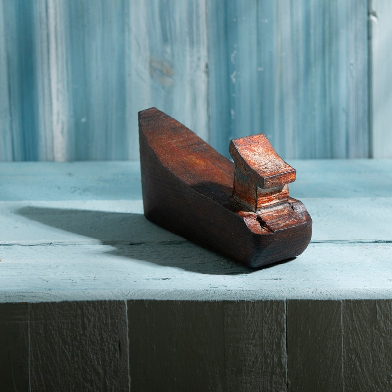 Hand Carved Wood Fishing Boat, Rustic Whimsical Ship With Character ...