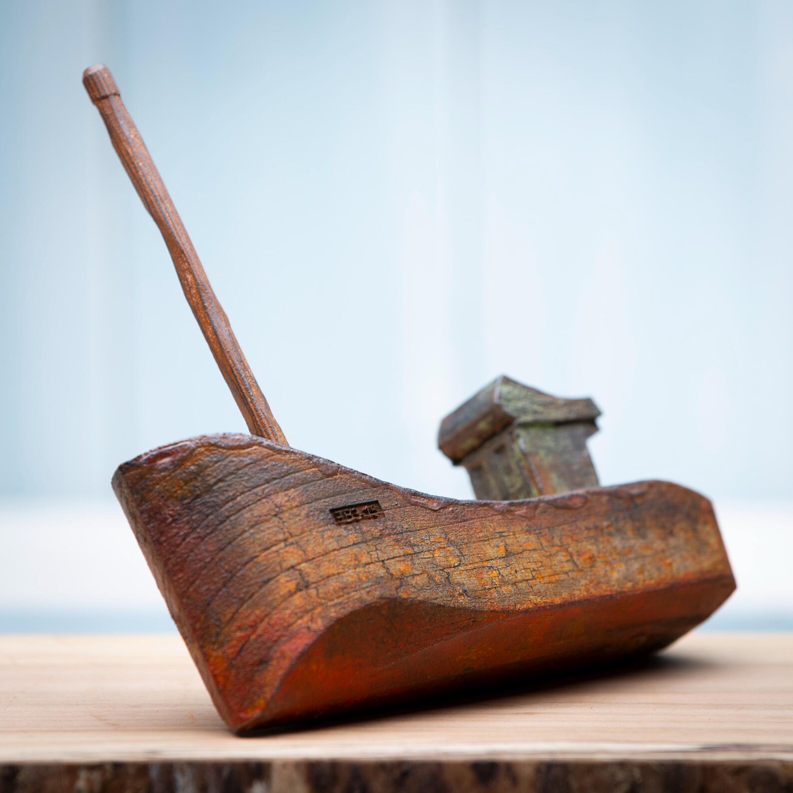 Fishing Boat Hand Carved & Unique, Wooden Rustic Weathered Ship, Marine ...