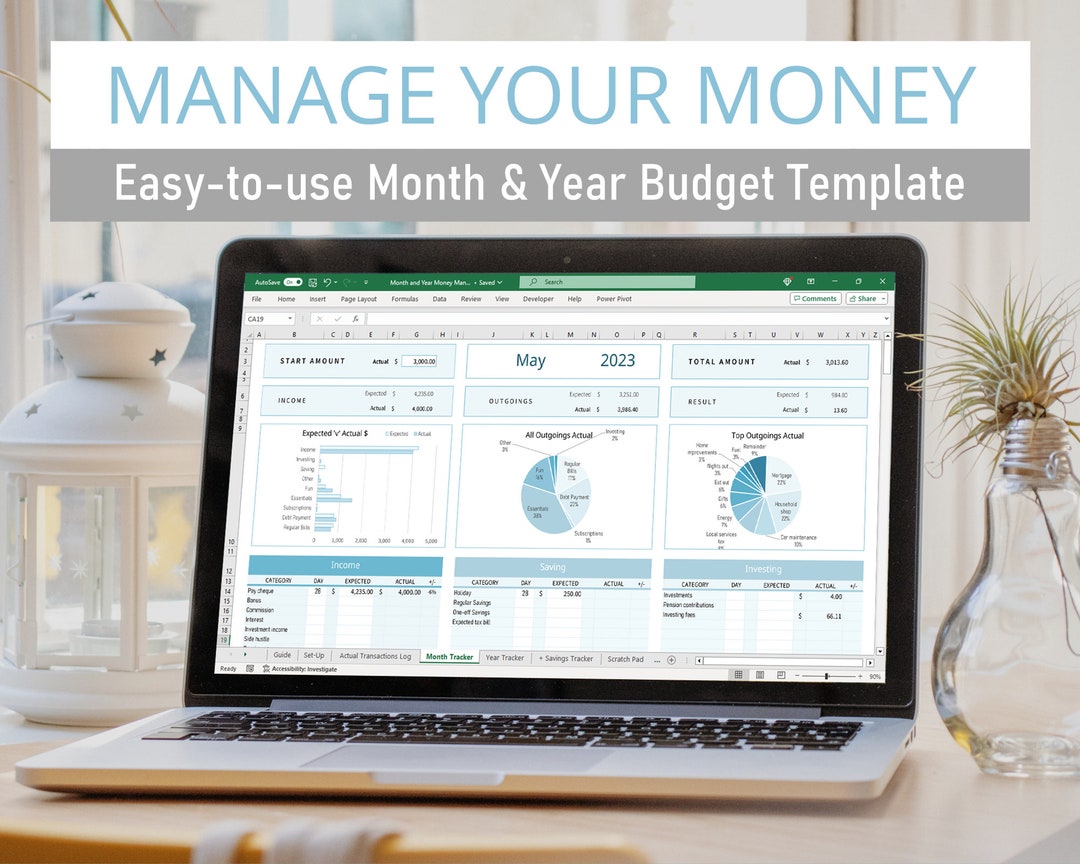 Excel Month Year Budget Spreadsheet Template Personal Finance Tracker