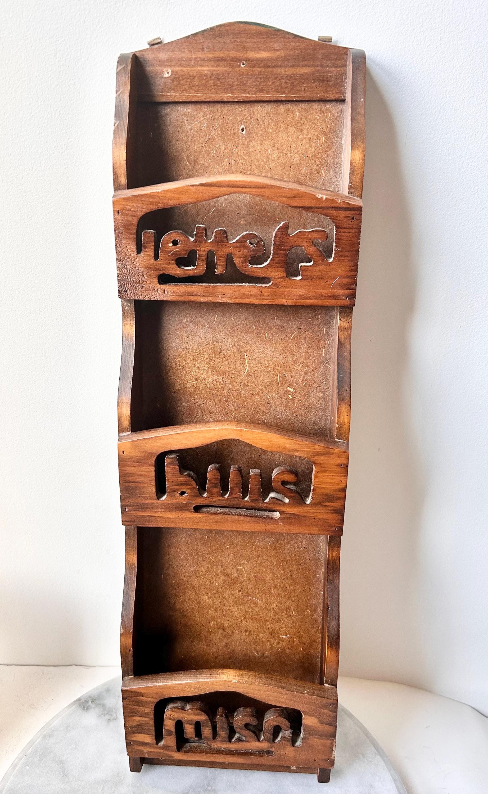Vintage Wood Mail Organizer Letter Holder - Etsy